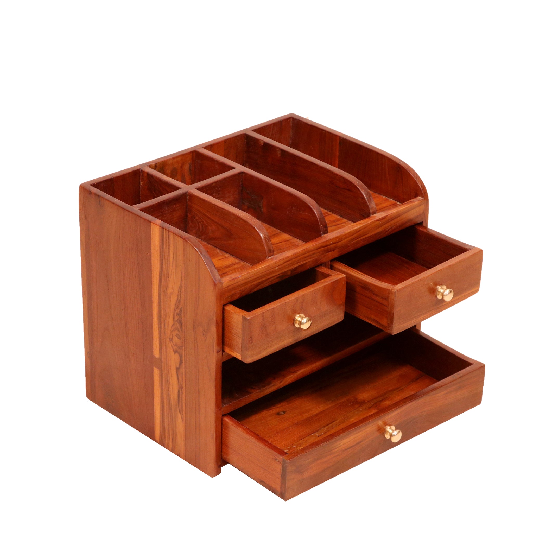 Traditional Multi-Storage Vintage Handmade Wooden Desk Organizer for Office