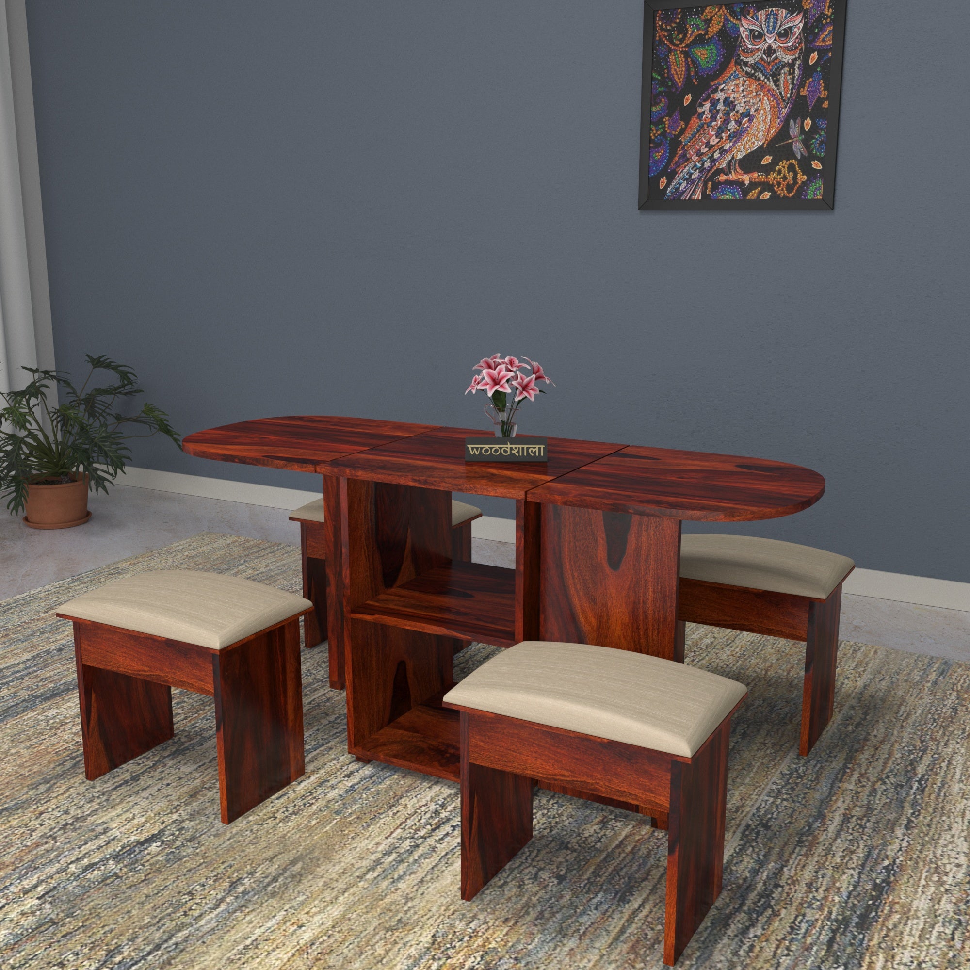 Lexus Modern Dark Finished Handmade Wooden Dining Set