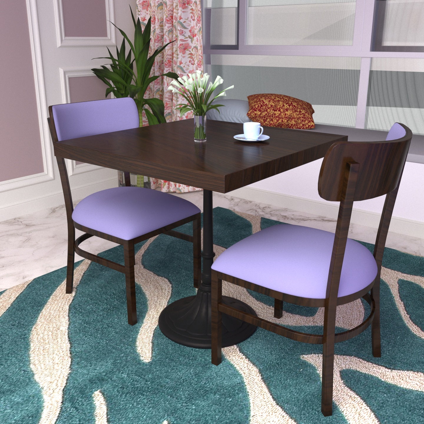 Morris Melt Simple Small Two Chair Complete Dining Set