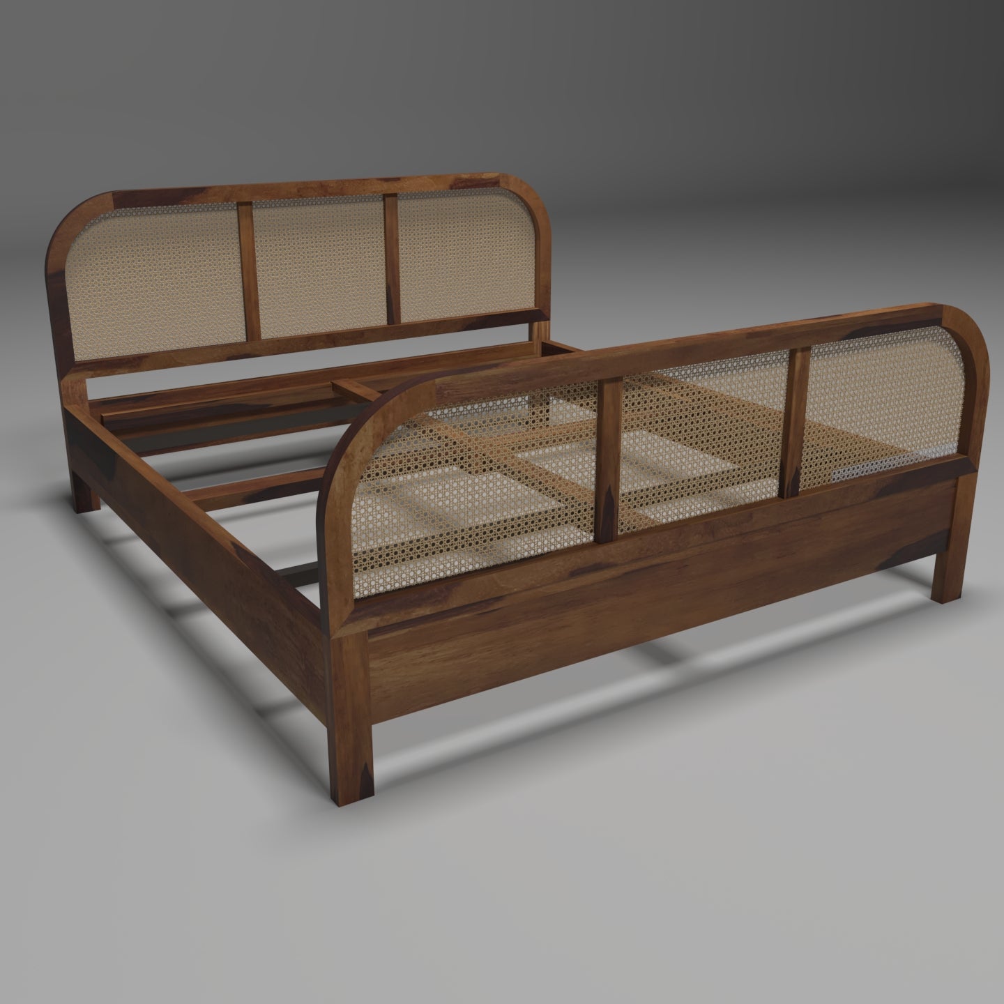 Sheesham curved arch solid wood king size bed