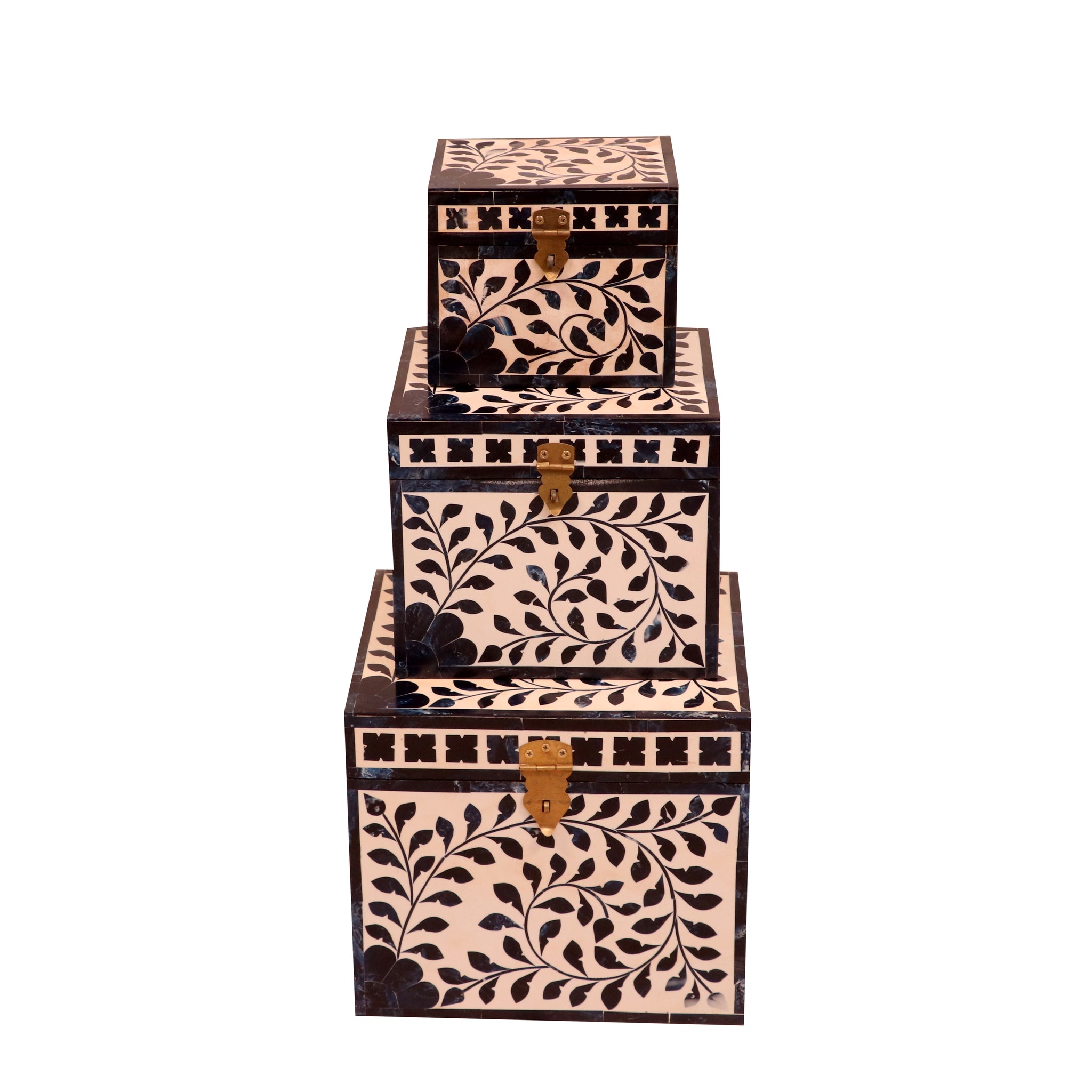Navy Blue Style Inlay Designed Wooden Box for Jewelry