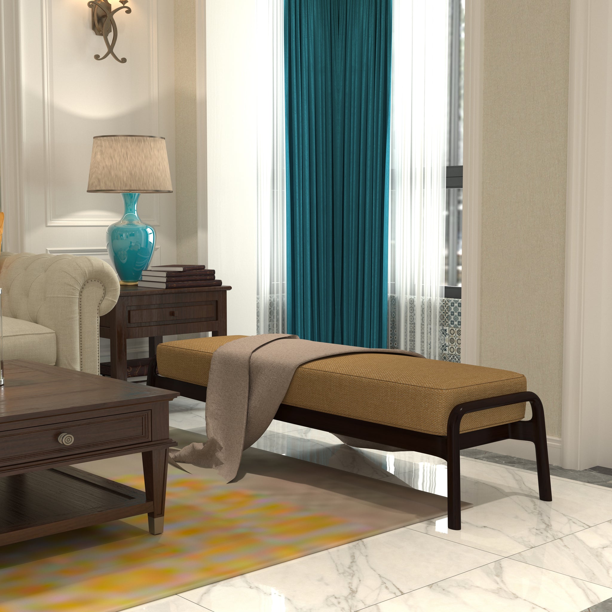 Modern Upholstered Wooden Bench | Minimalist Seating for Bedroom ...
