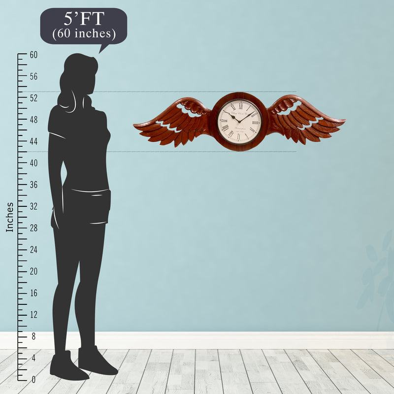 Angel Wings Handmade Wooden Wall Clock