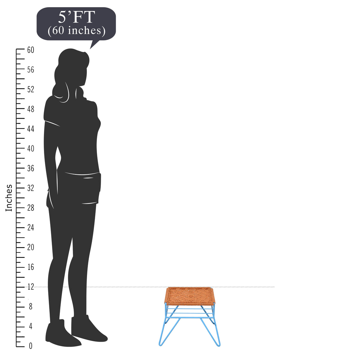 Blue Legs Organge thread Woven metallic Stool