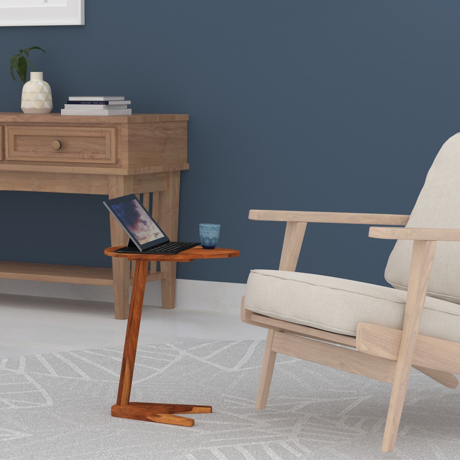 Buy C Table Online | C Shape Wooden Table - Woodsala