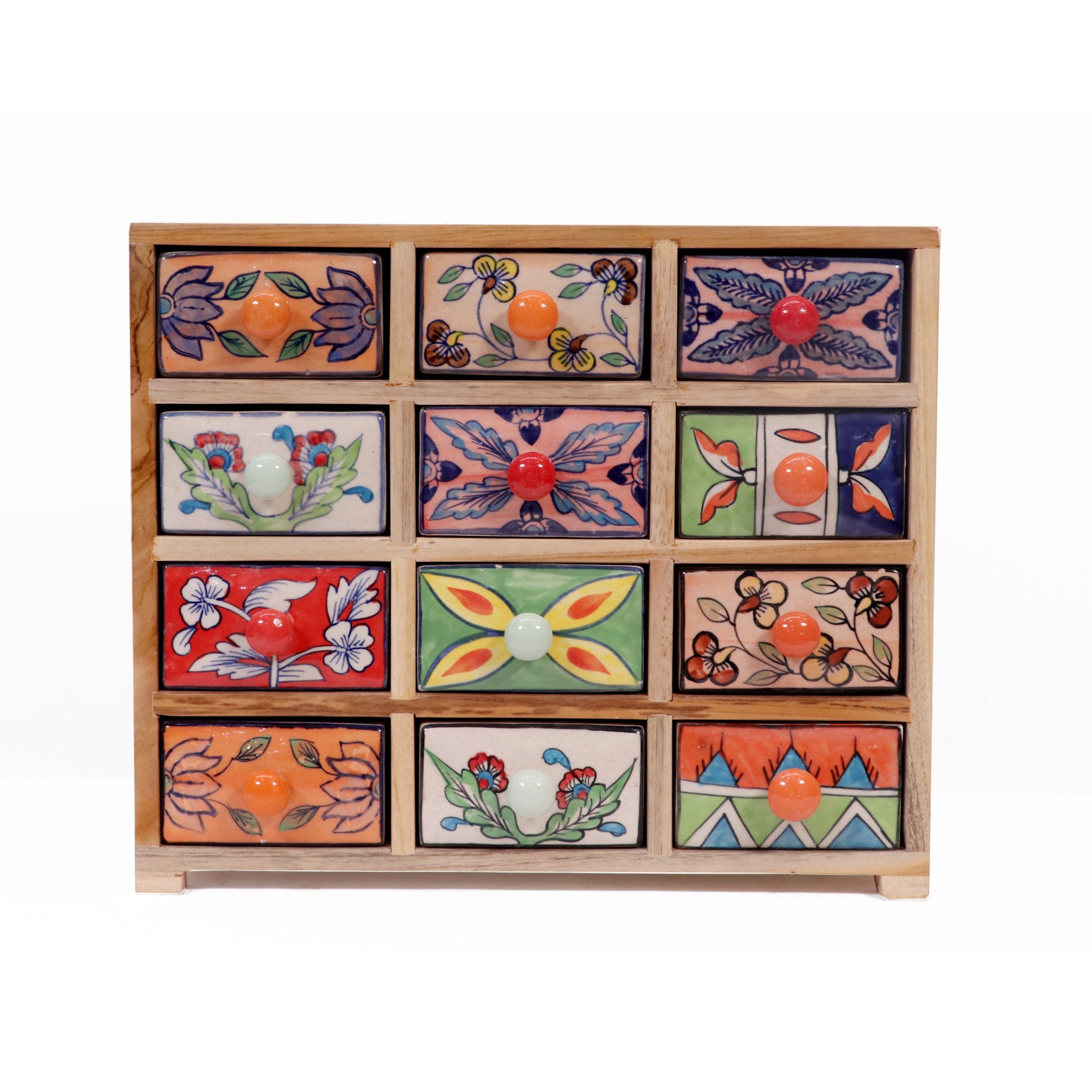 Multipurpose 12 drawer wide ceramic organizer