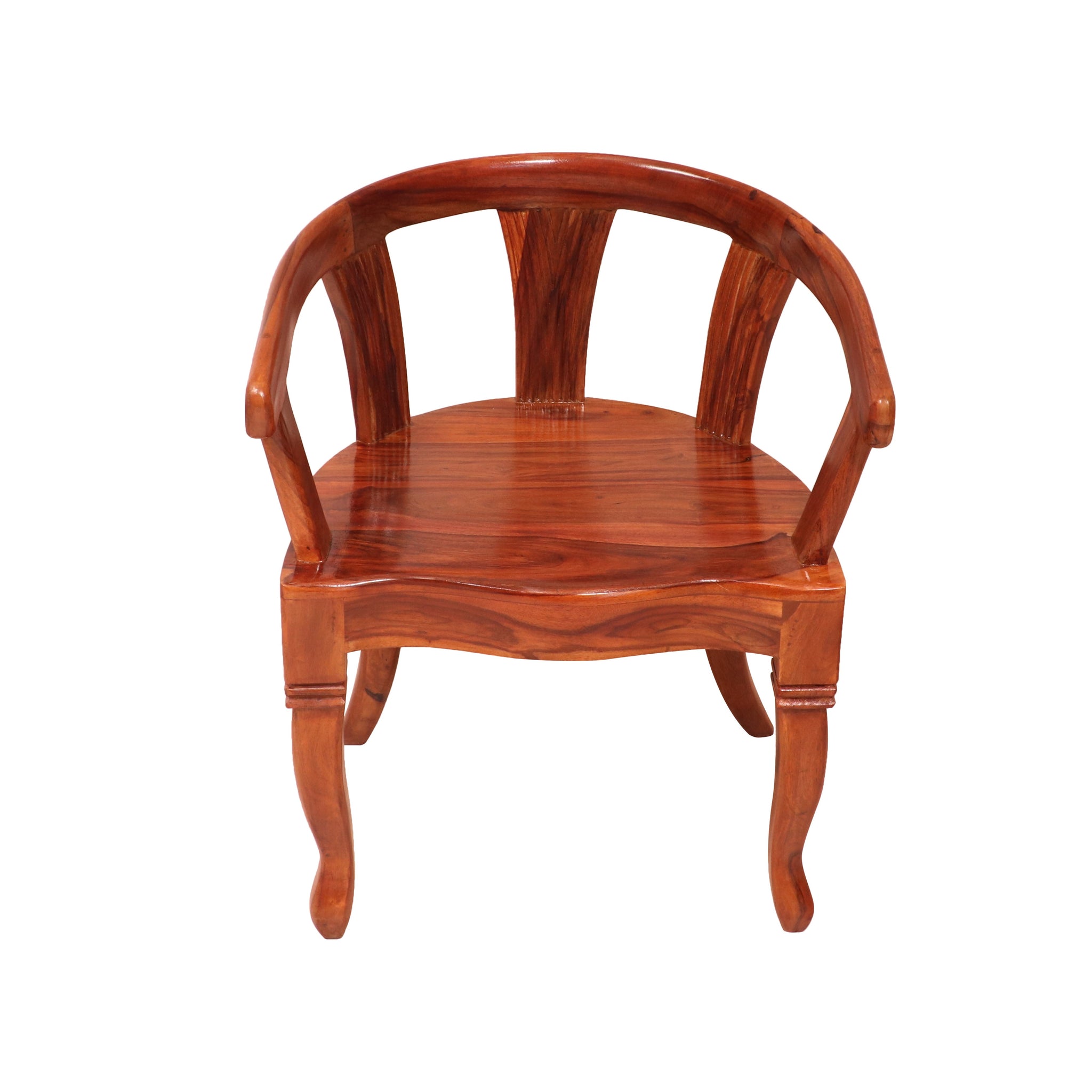 Elegant Teak Polish Sheesham Wood Chair with Rounded Arms | Buy Now!