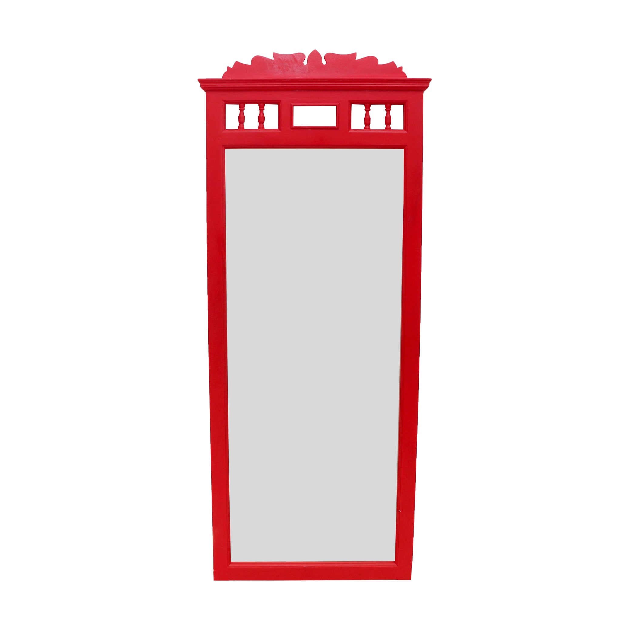 Long 6ft Solid wood crimson Red wall hanging Mirror