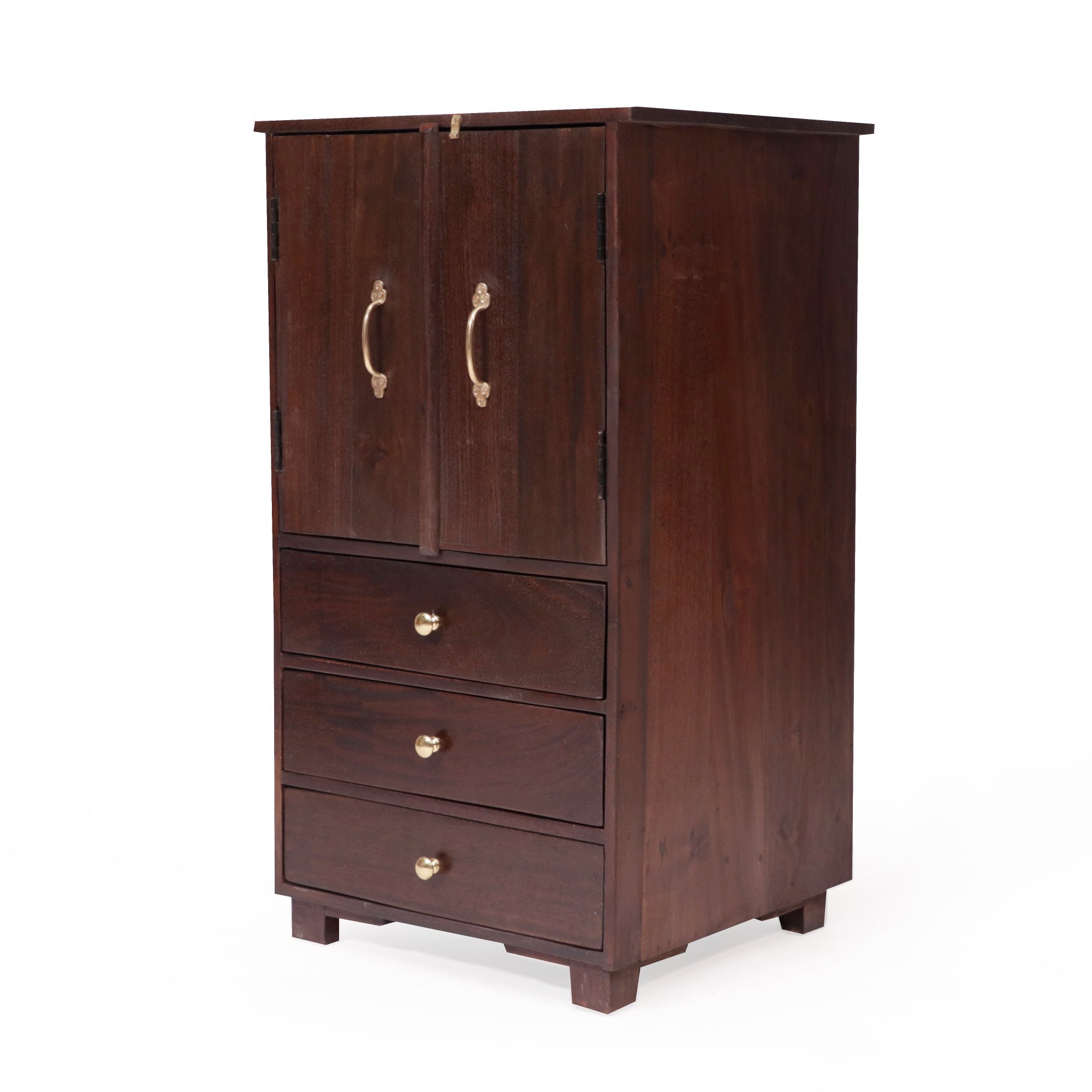 Compact Wooden Cupboard with 3 Drawers and 1 Double Door - Space-Saving ...