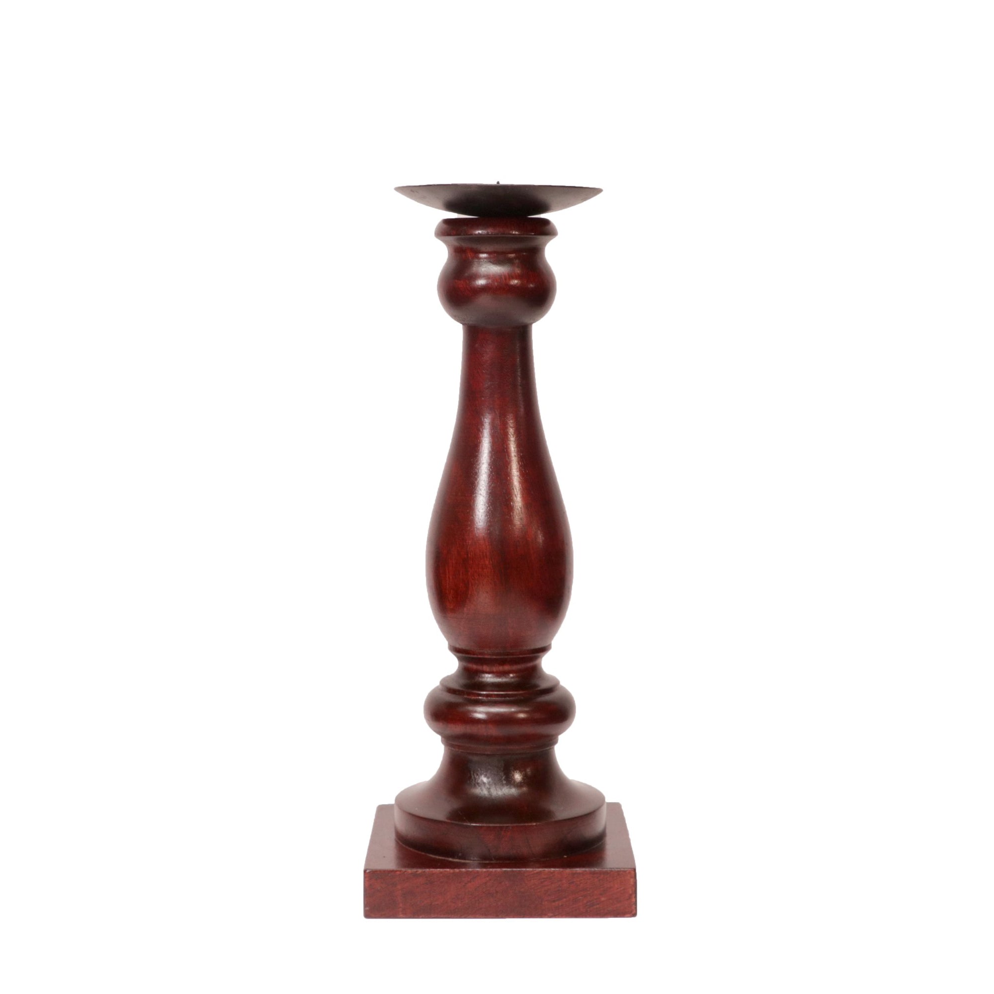 Wooden Pillar Base Candle Holder
