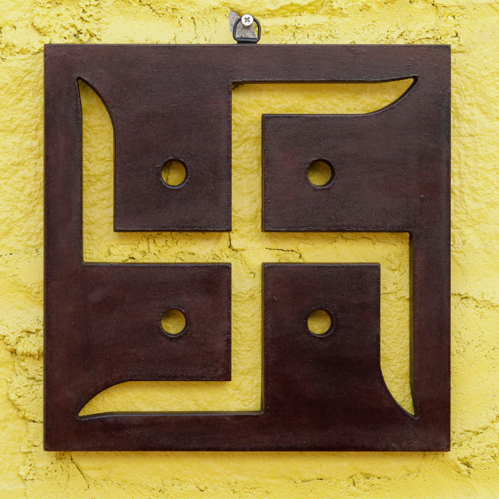 Mehroon Solid Wood Swastika Wall Decor Art for Spiritual and Aesthetic ...