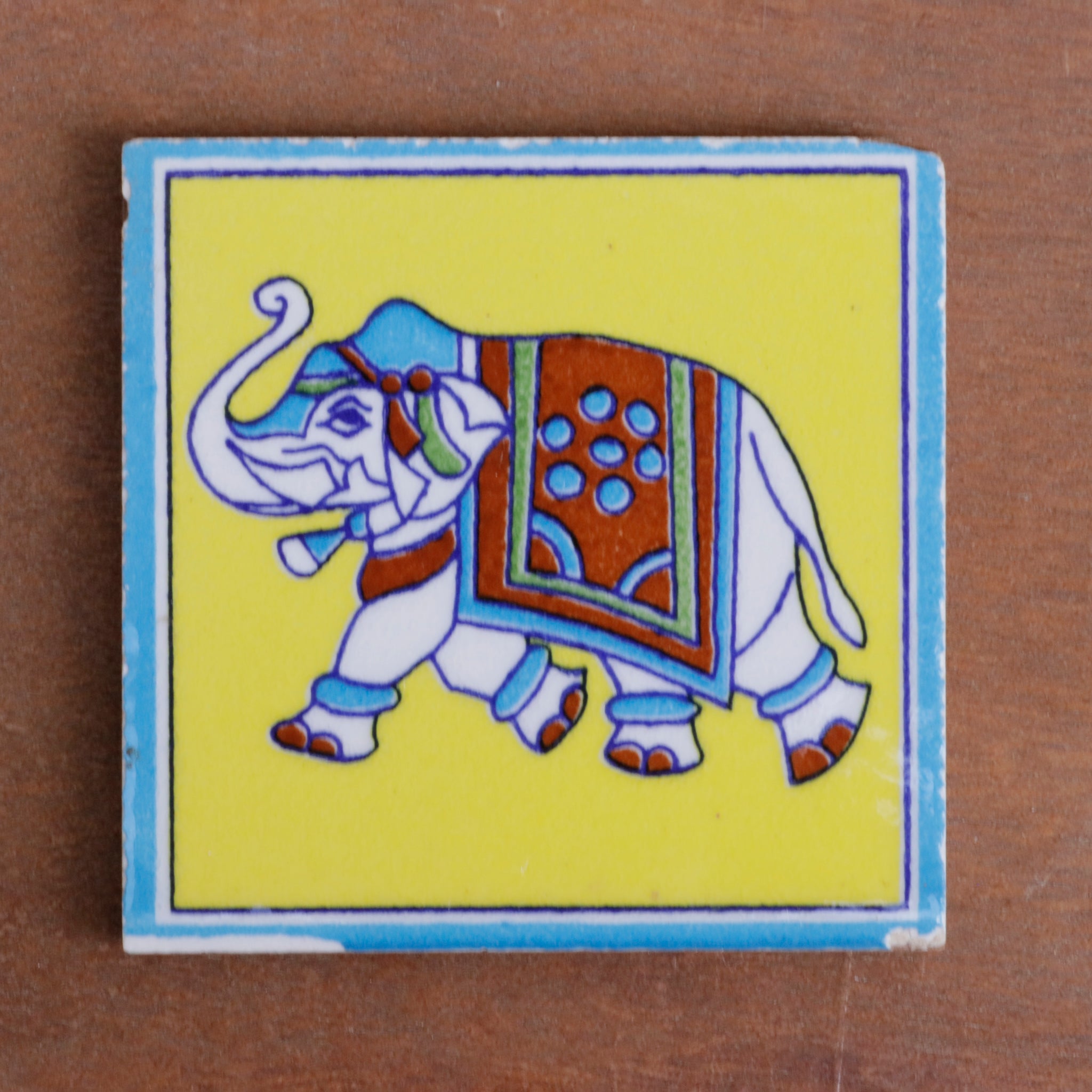 Southern Traditional Elephant Designed Ceramic Square Tile