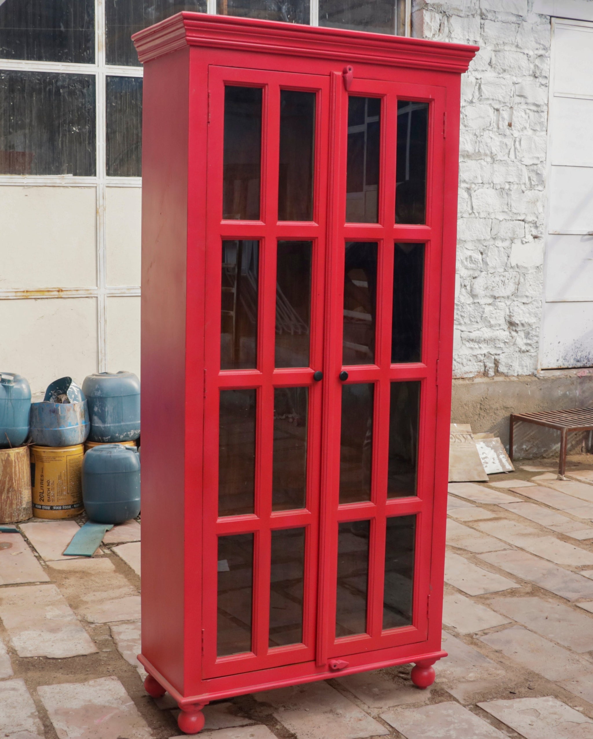 GLASS DISPLAY CASE, 2 DOORS WITH CREMONE