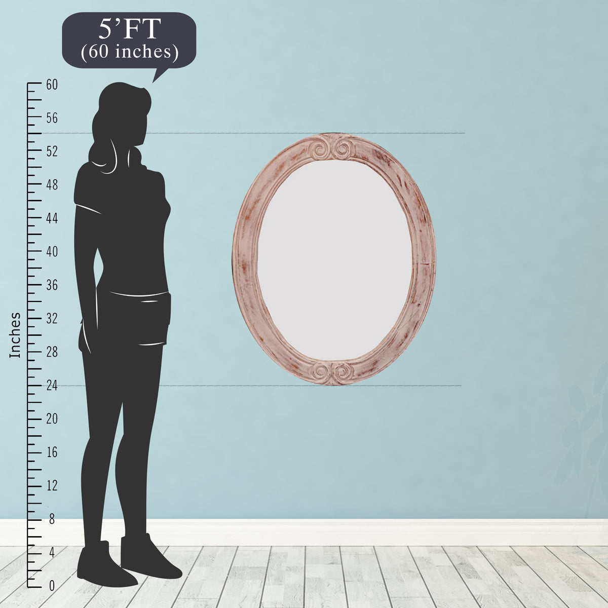 Oval Rustic Hanging Mirror