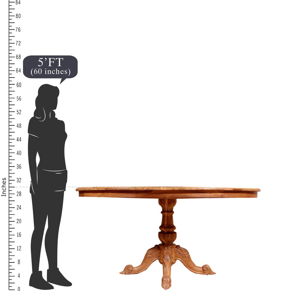 Oval shaped teak wood dining table