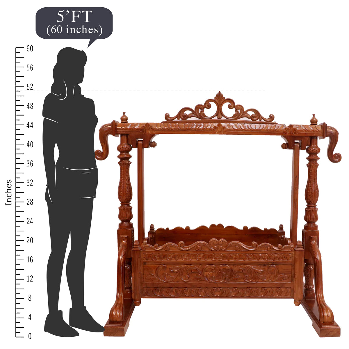 Premium Rajshahi Teak Wood Cradle for Your Baby's Comfort | Shop Now!