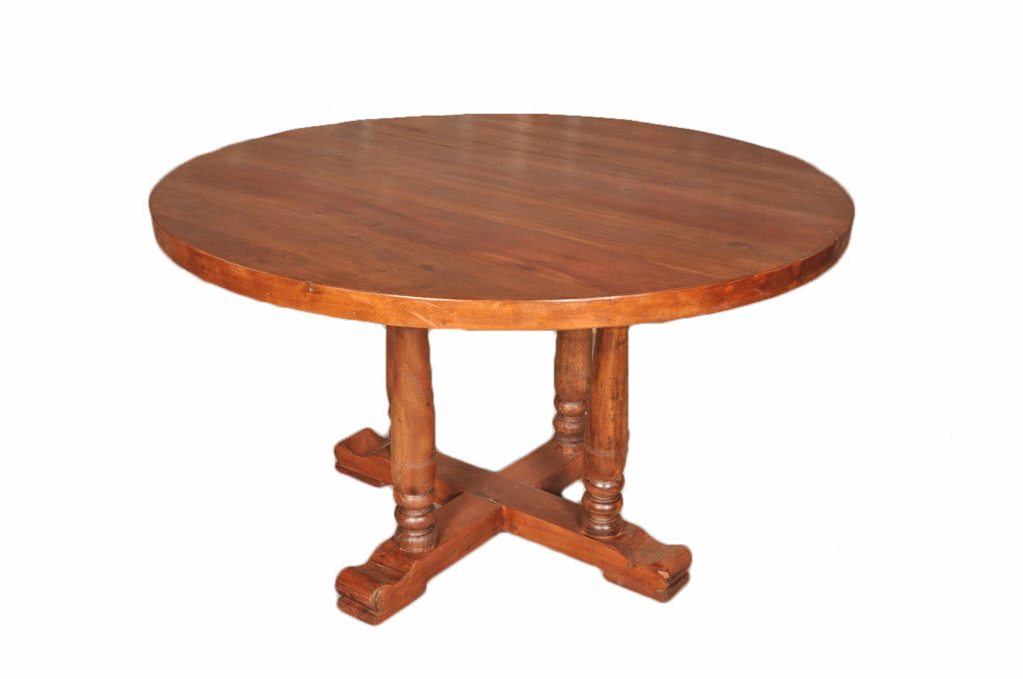 Berlin Vintage Handmade Brown Round Wooden Dining Table for Home
