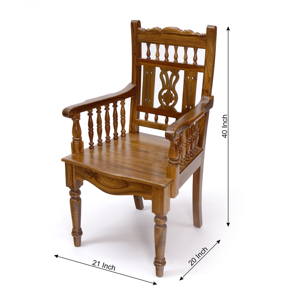 Mahogany Tone Intricate Handmade Royal Carved Chair