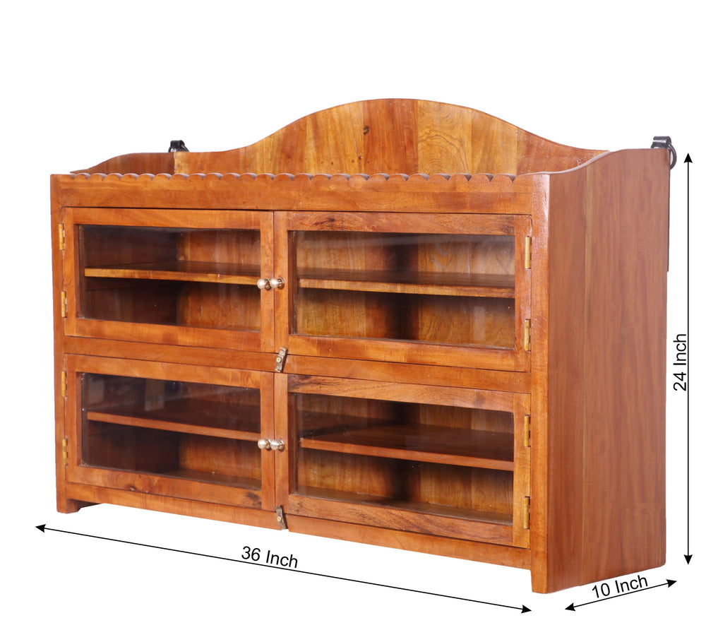 Wooden Wide compact 4 compartment wall cabinet