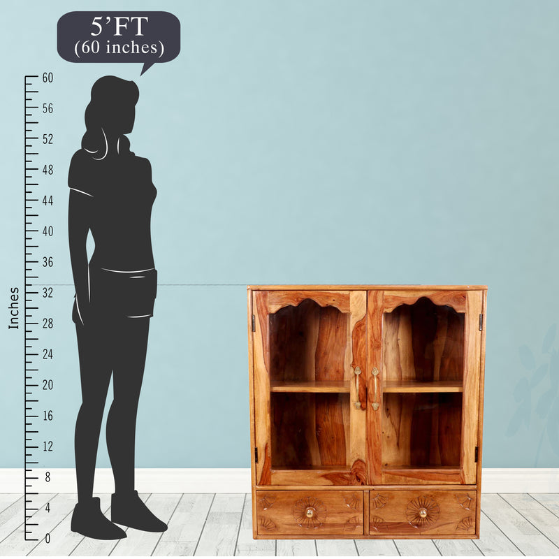 Sheesham Wall Hanging Cabinet 2 Drawer & 1 Shelf