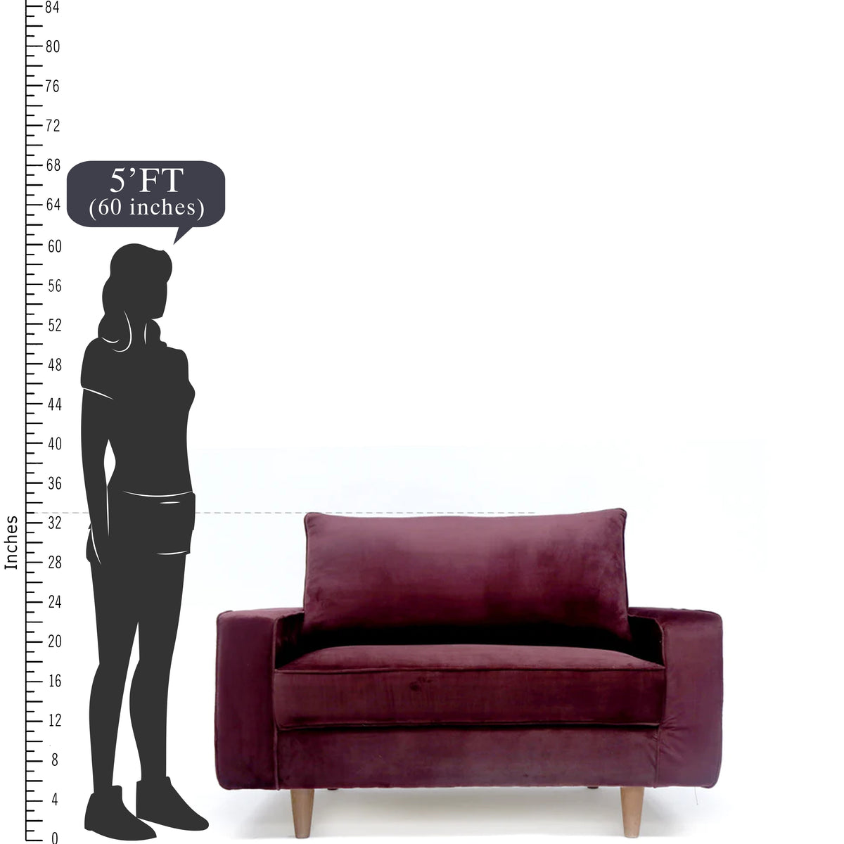 Upholstered Red Pinch Sofa