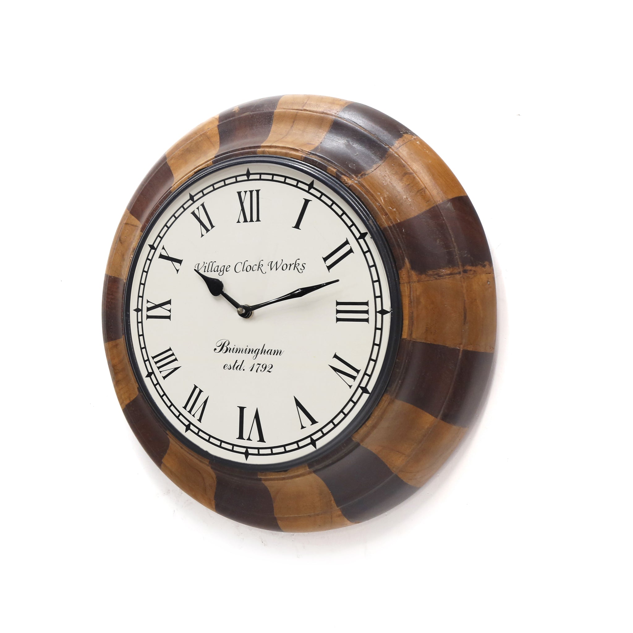 Versatile Handmade Wooden Round Dual Tone Wall Clock
