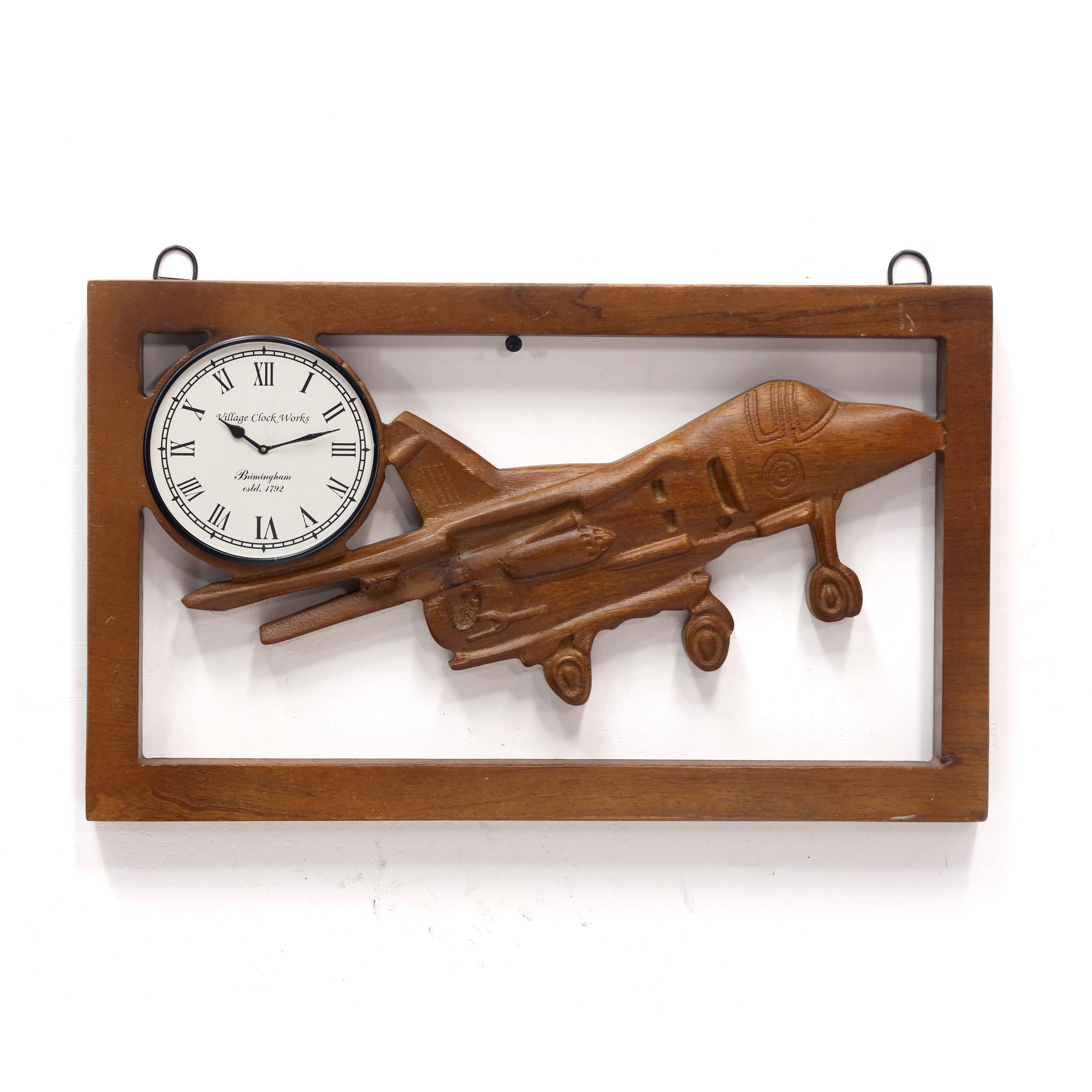Airplane Carved Handmade Wall Clock