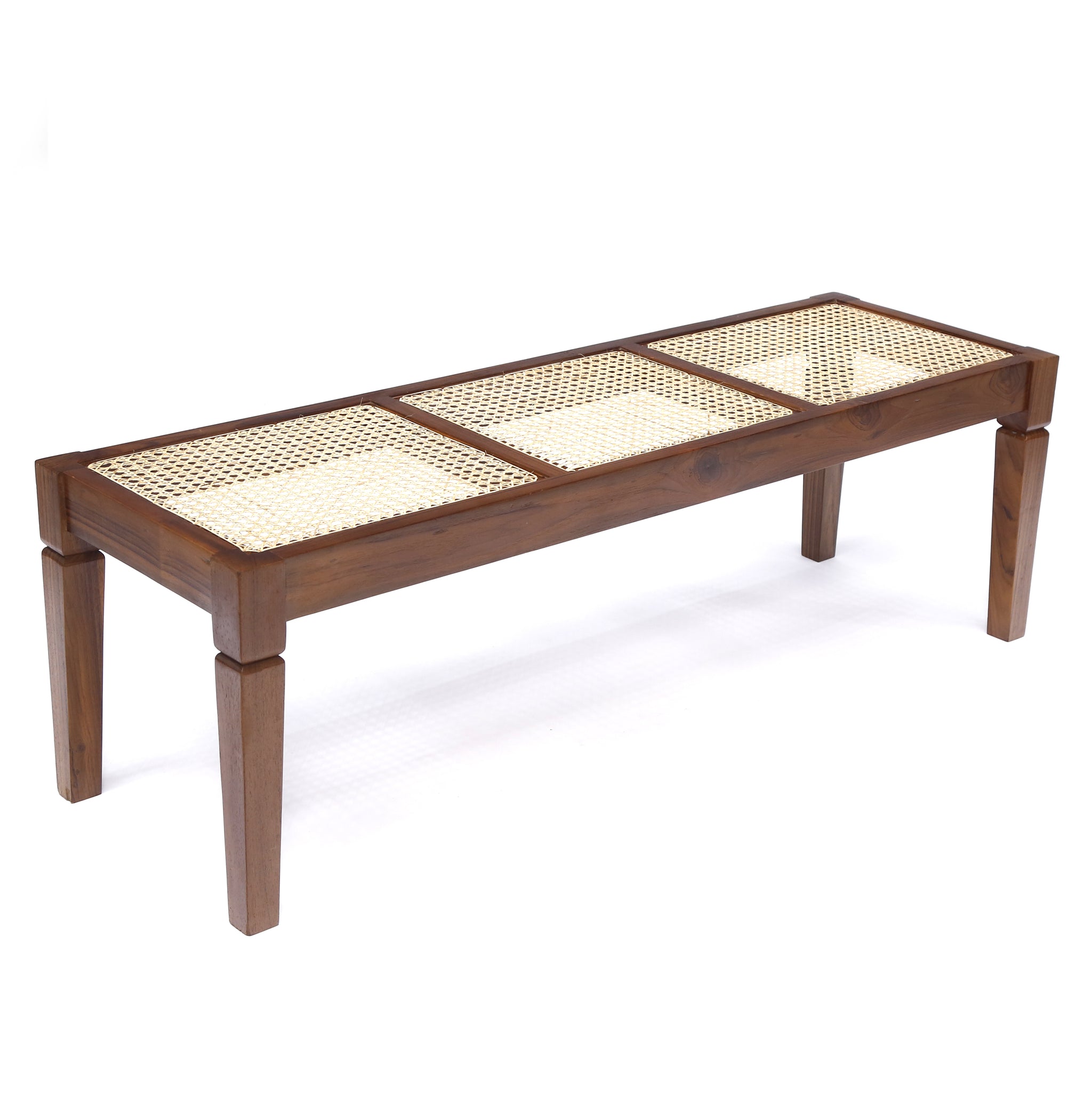 Traditional Solidwood and Cane Bench