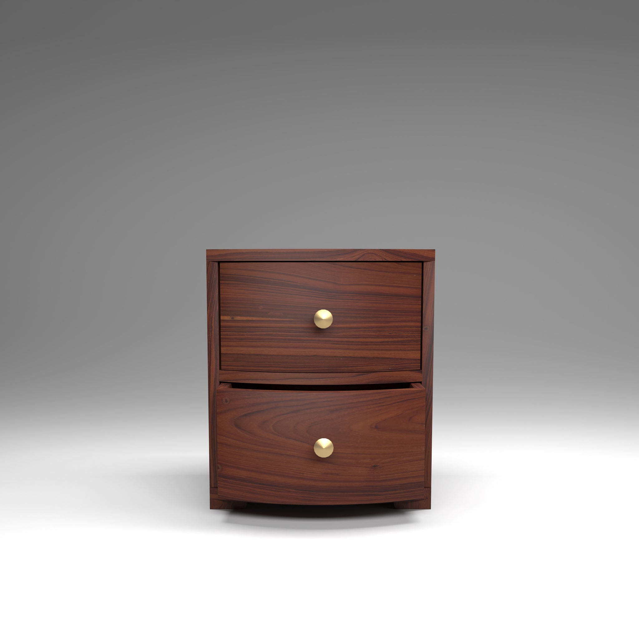 Curved Double Drawer Handmade Compact Desk Chest