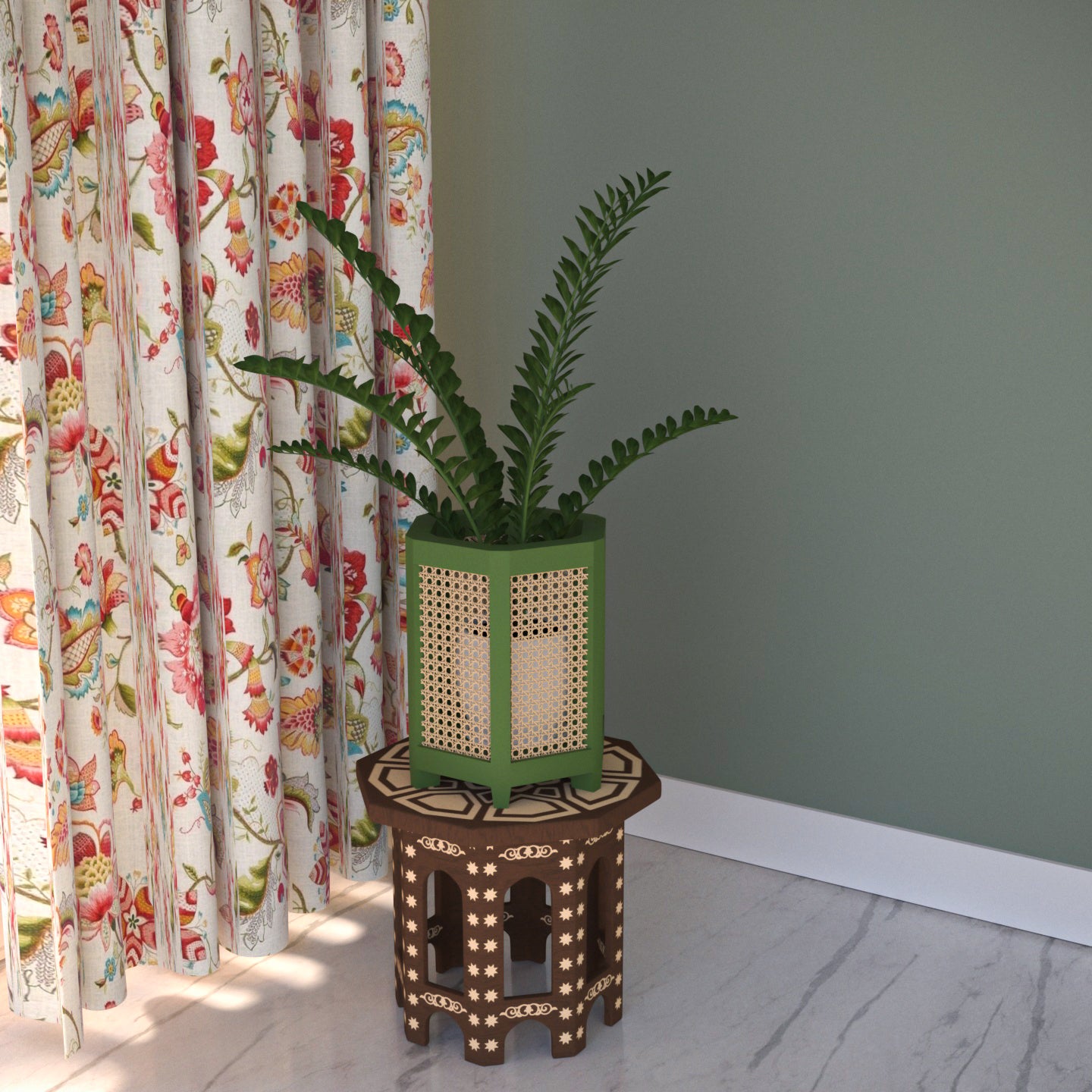 Premium Style Multi Angle Garden Green Soft Cane Wooden Flowerpot for Home
