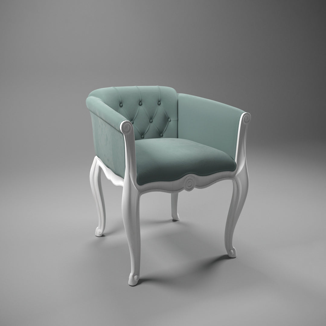 Modern Solid white Green upholstered Designer Arm chair