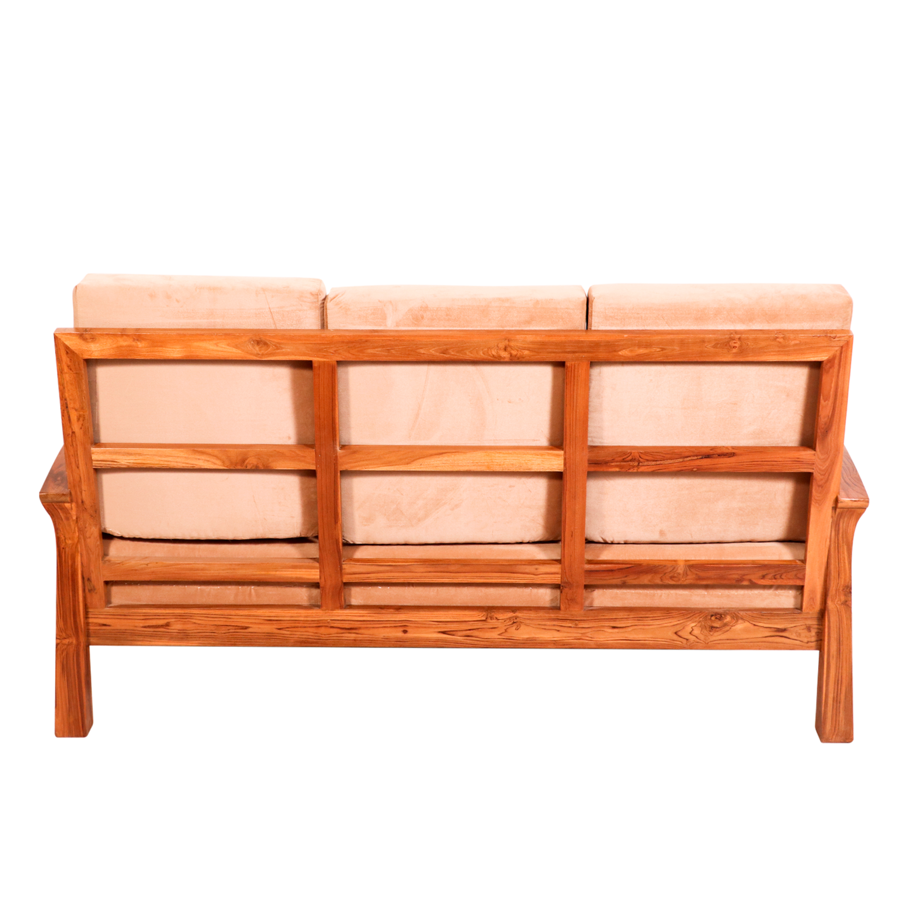 Teak wood curved strip design 3 Seater Sofa