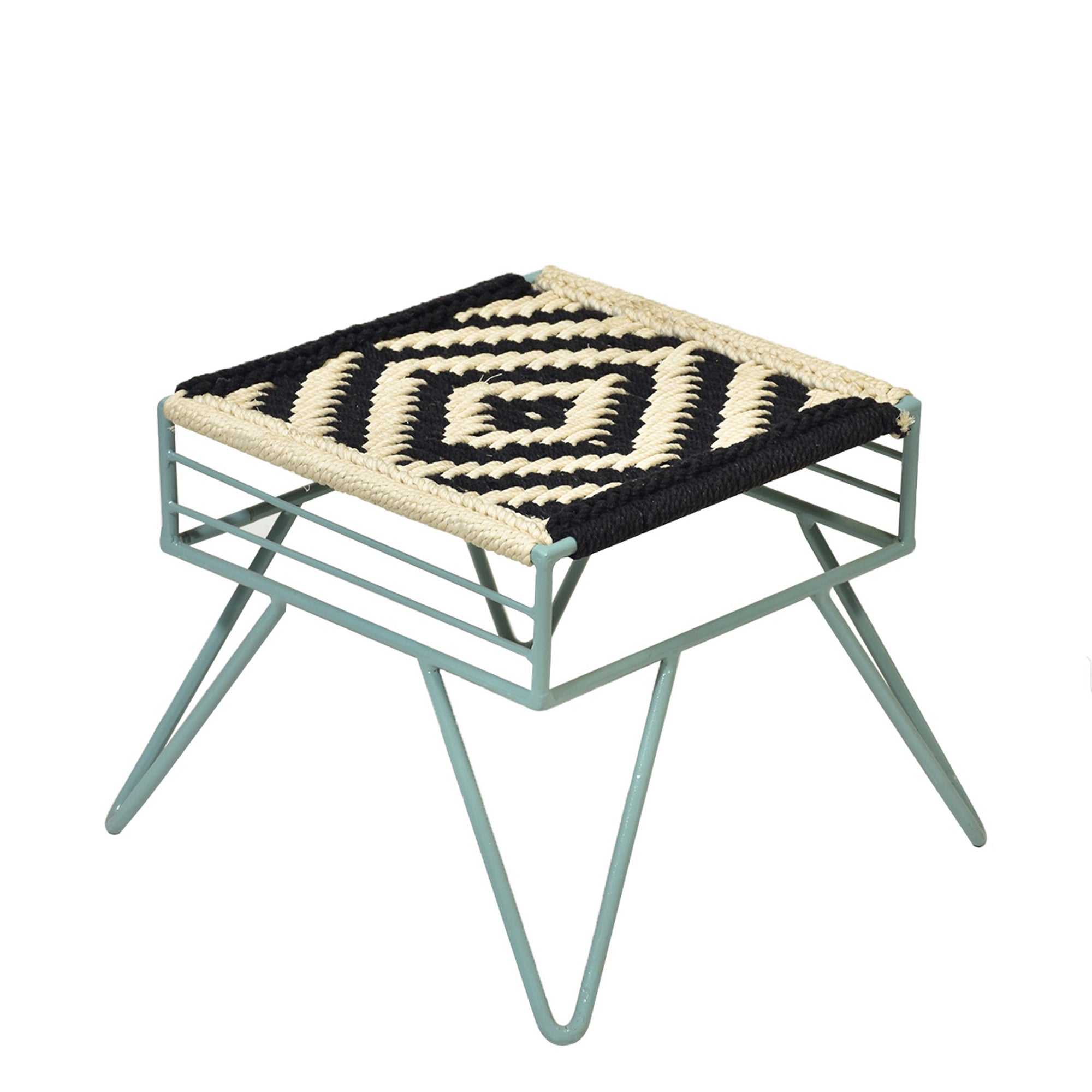 Woven black white metallic weaving Stool