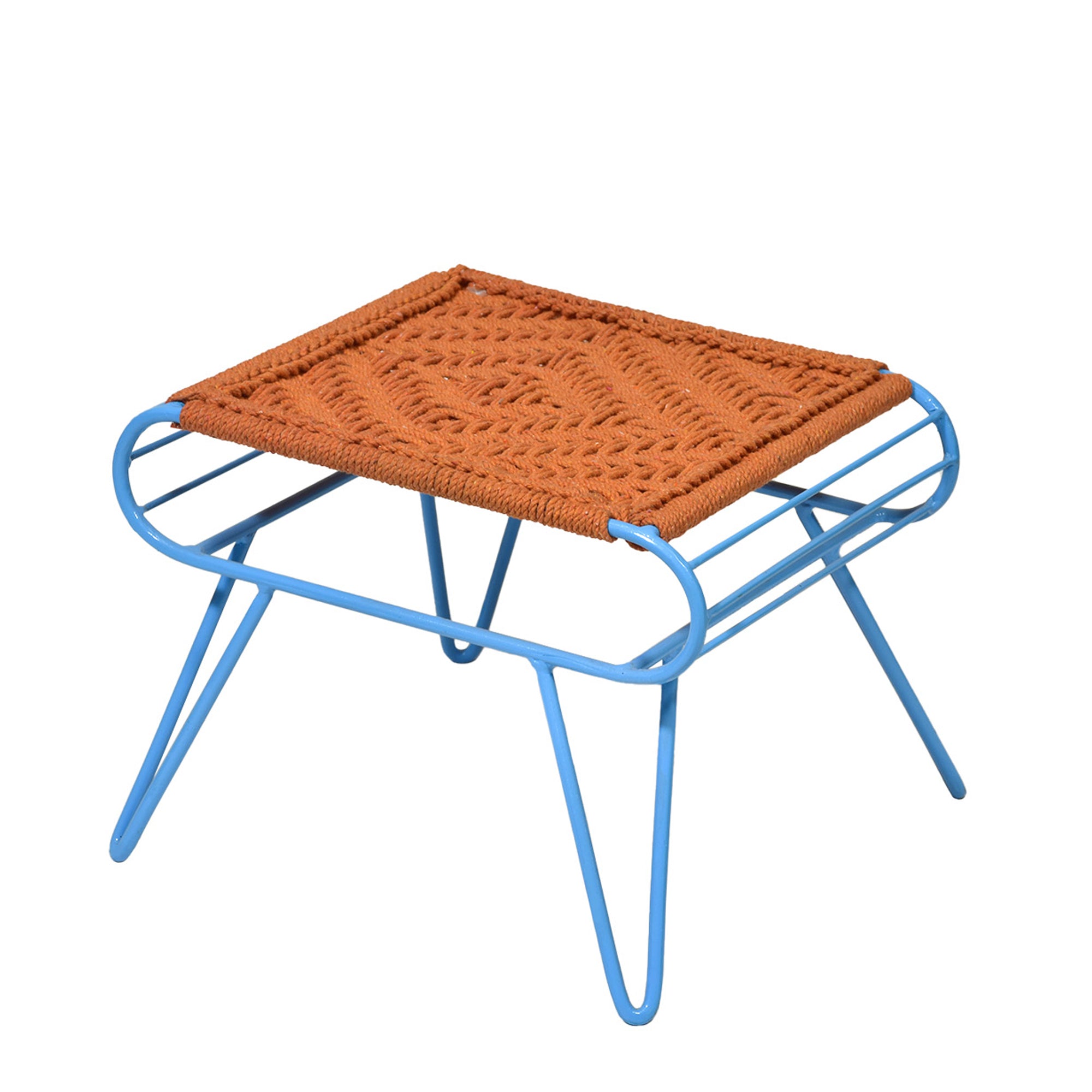Blue Legs Retro Style Woven Stool
