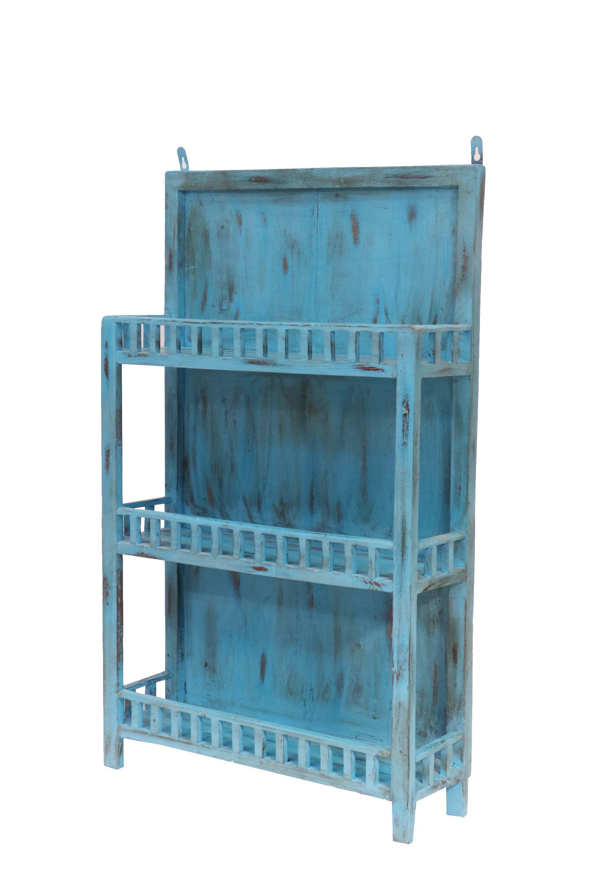 Antique Blue touch wall hanging Solid wood Rack