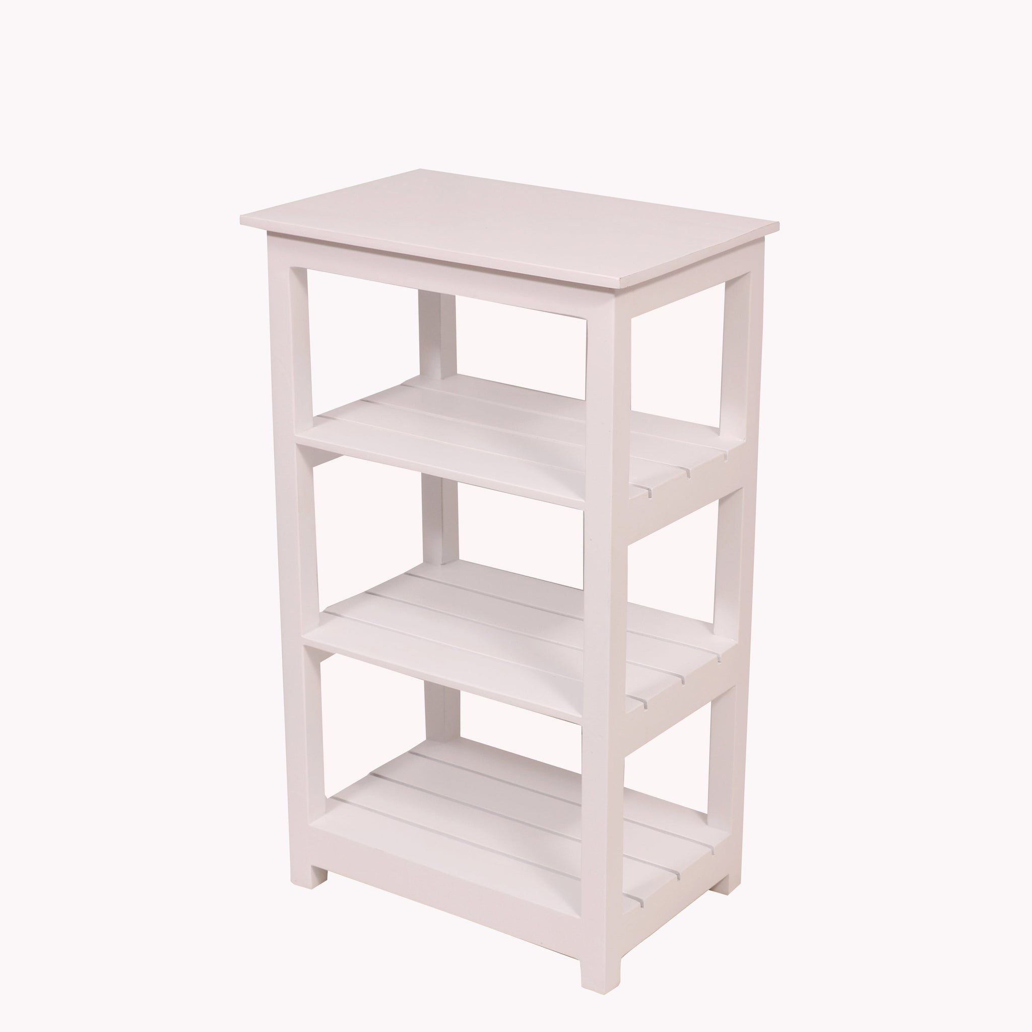 White 3 Shelf Solid wood Rack