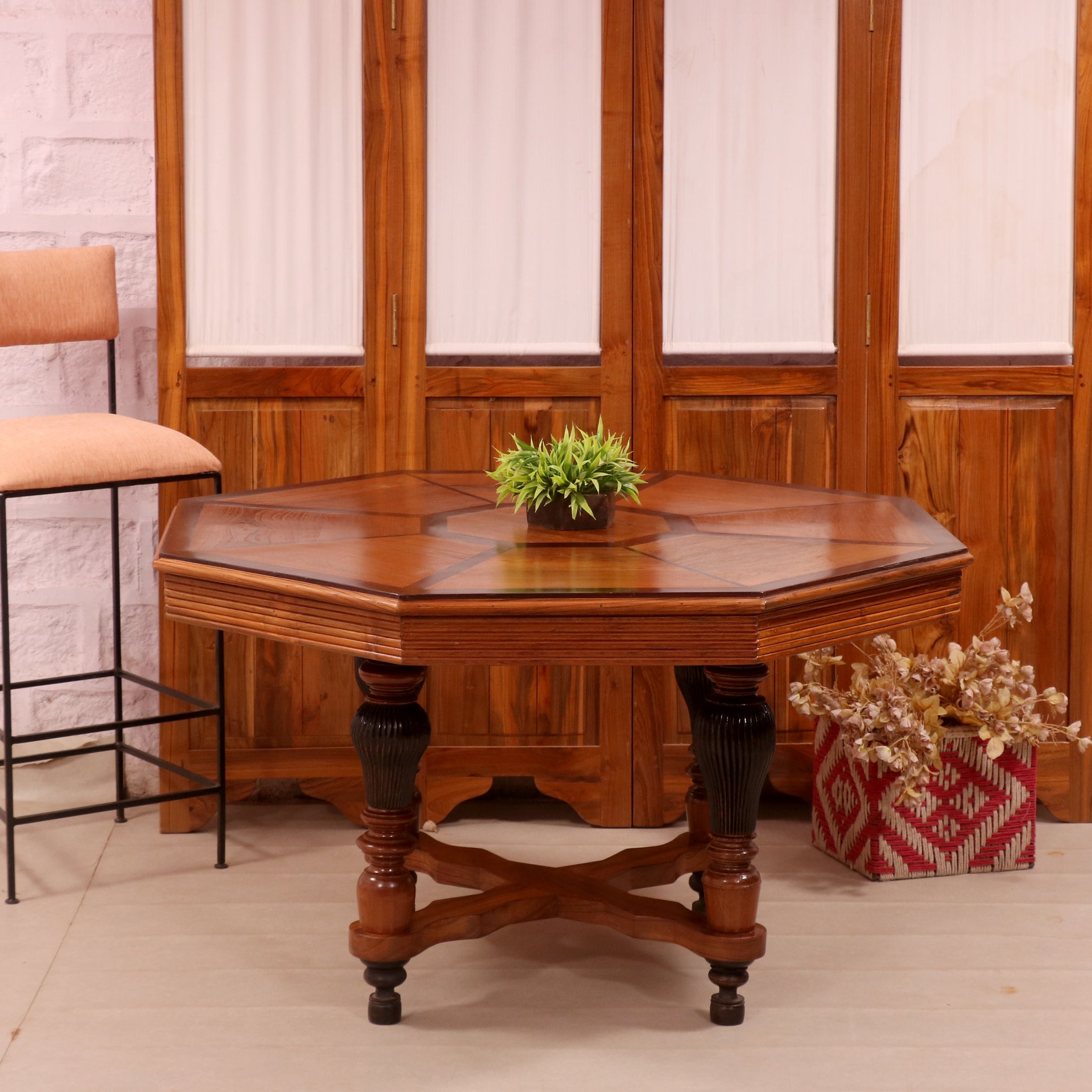 Octagonal Solid Teak Wood Dining Table