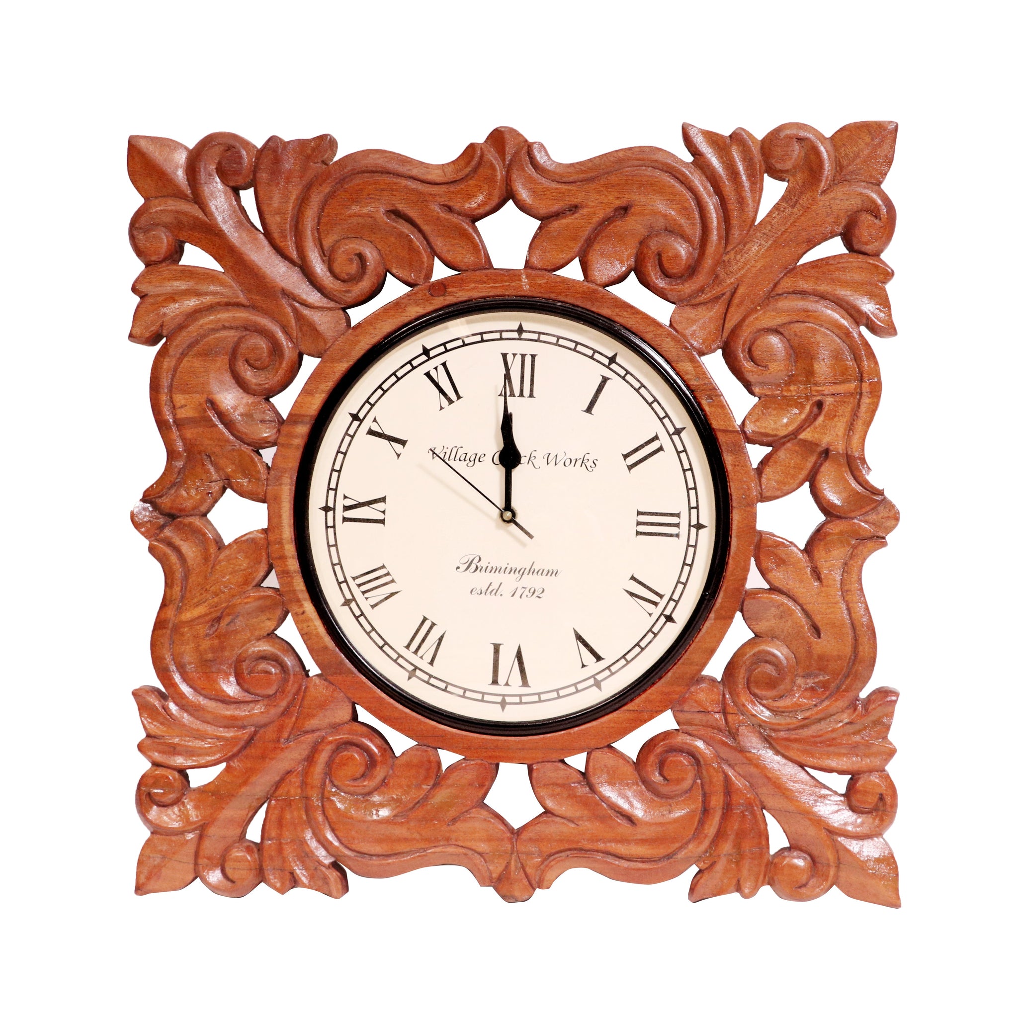 Wooden Diamond clock in natural polish