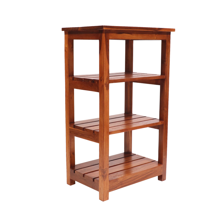 Natural polish 3 Shelf teak wood Rack