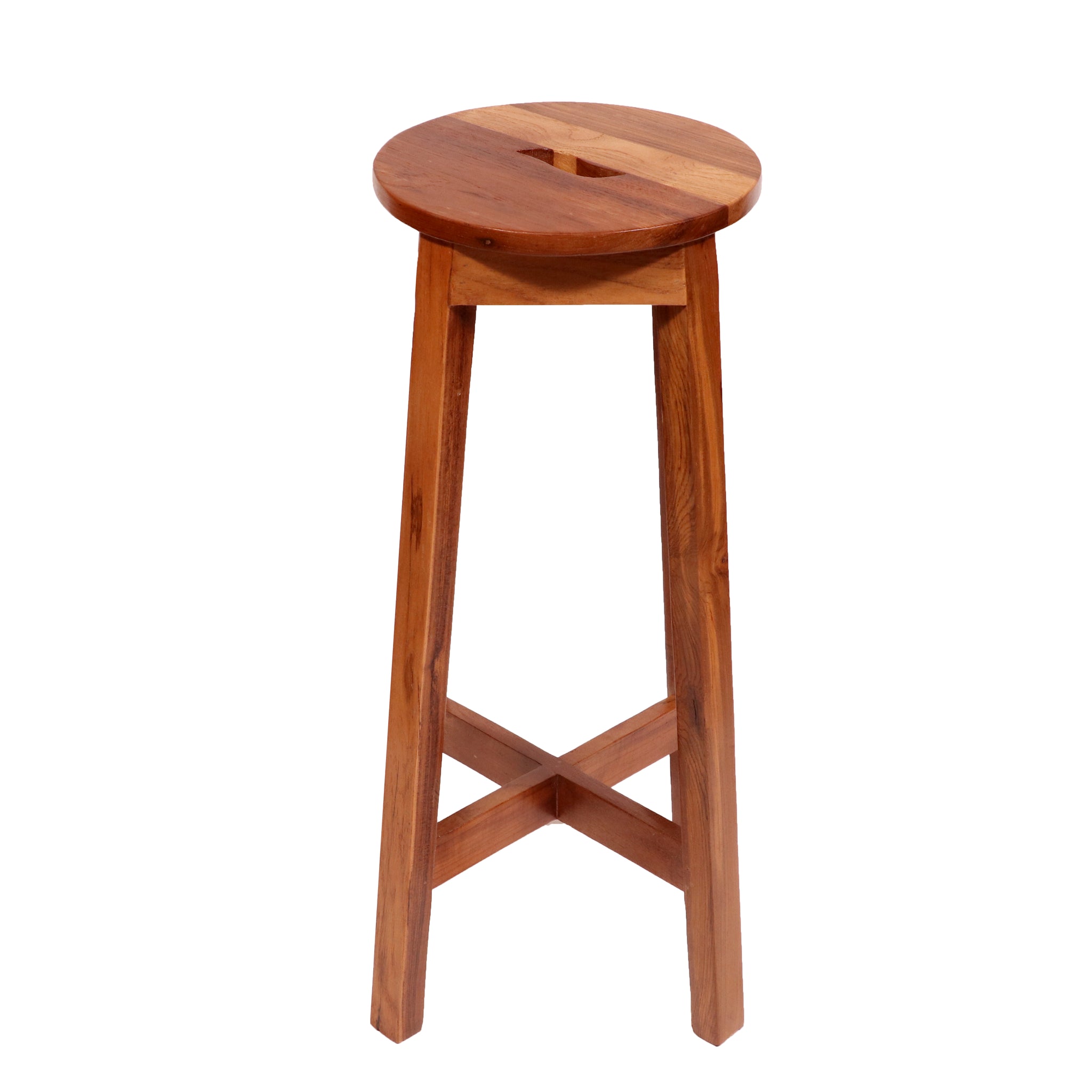 Woodshala Solid Teak Round Stool - Durable and Stylish Furniture