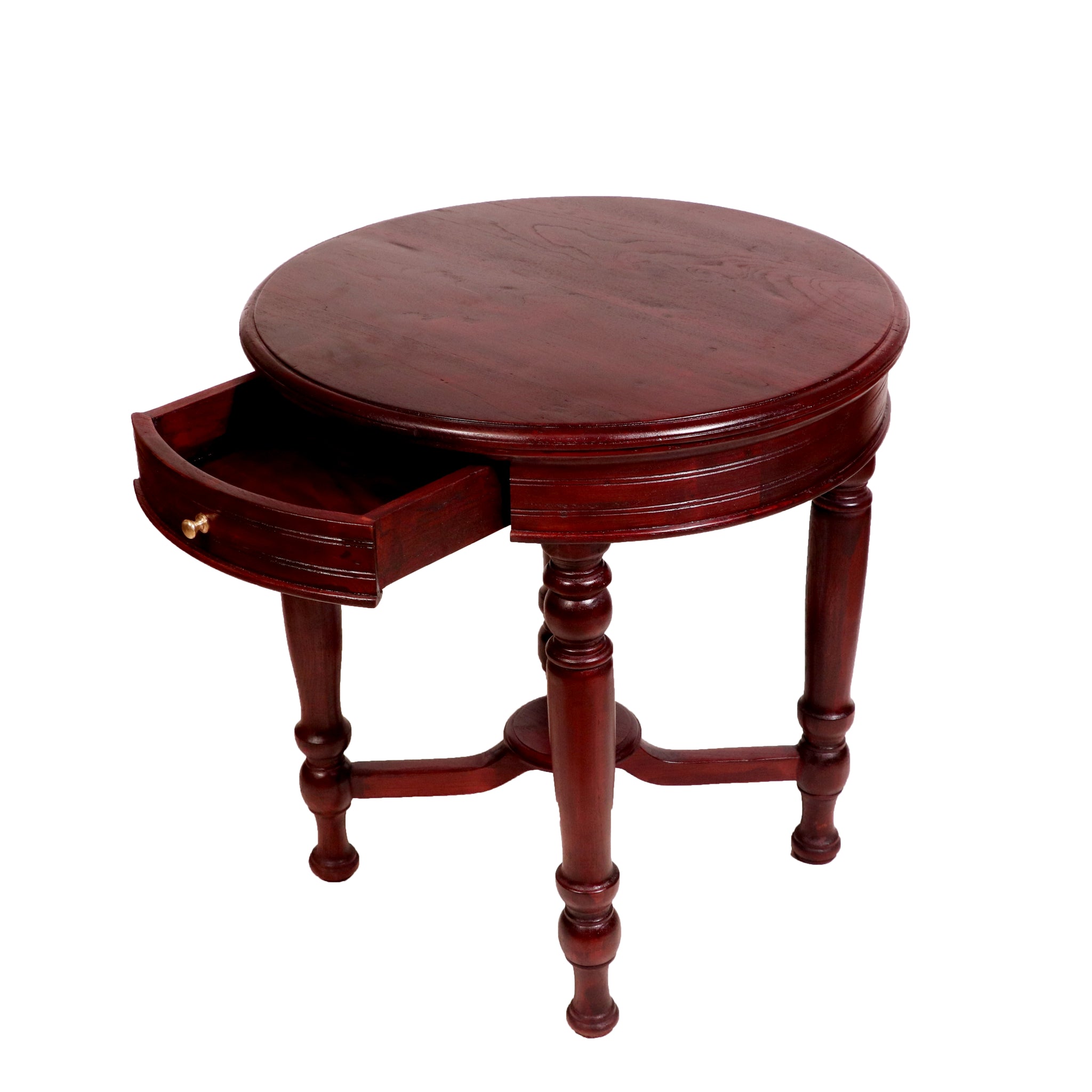 Elegant Teak Round Table with Drawer | Timeless Design for Your Home