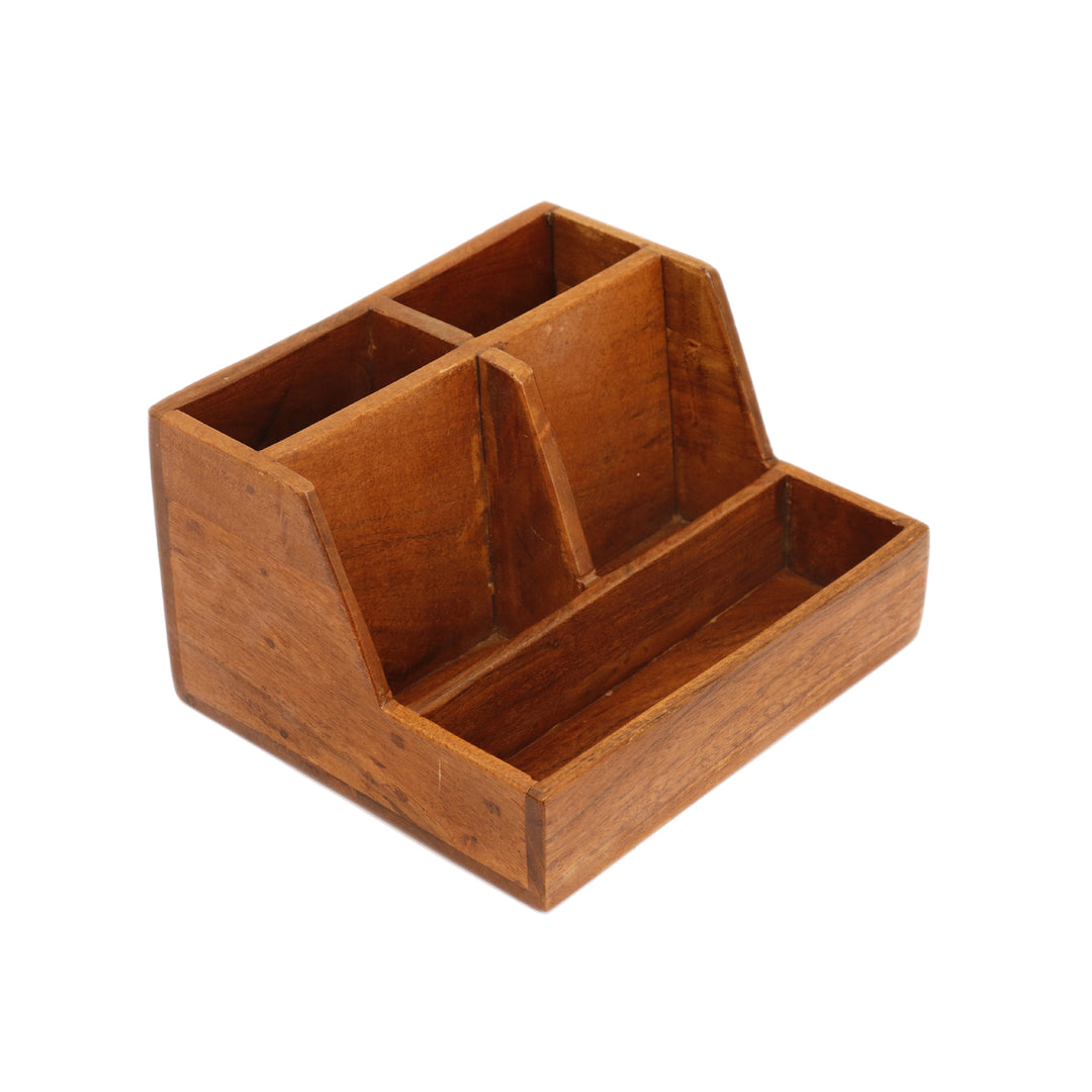 Classic Natural Tone 5-Slot Desk Organizer