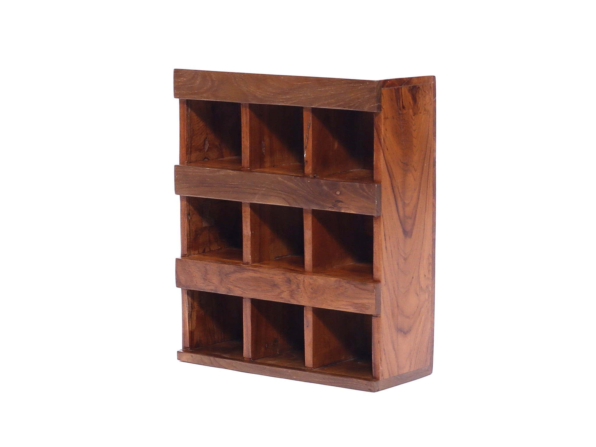 9-Slot Wooden Jar Wall Hanging Cabinet