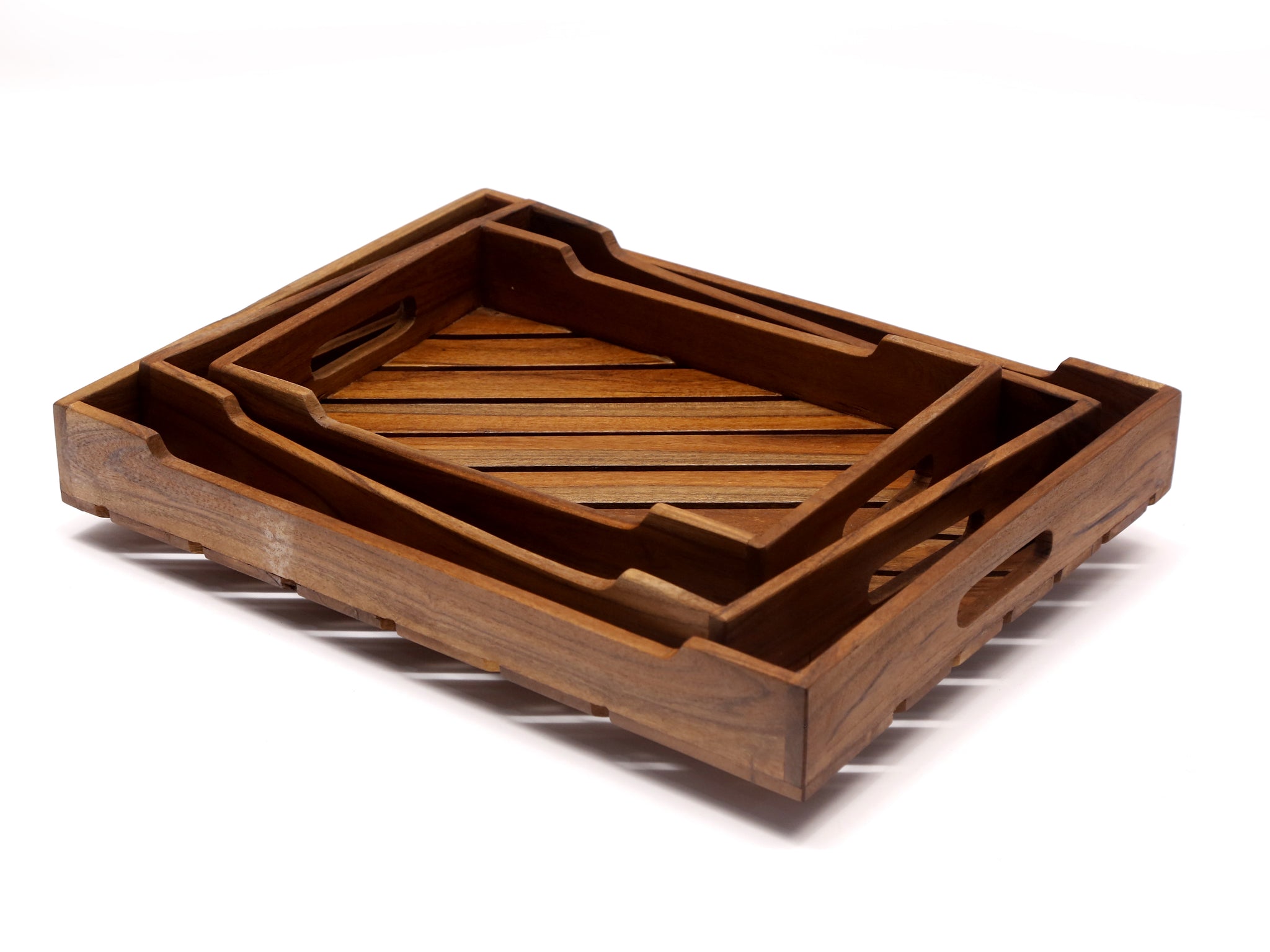 Contemporary Wooden Tray Set